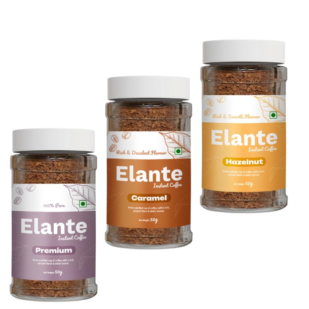 Elante Premium, Agglomerated Instant Coffee Powder, Caramel & Hazelnut ...