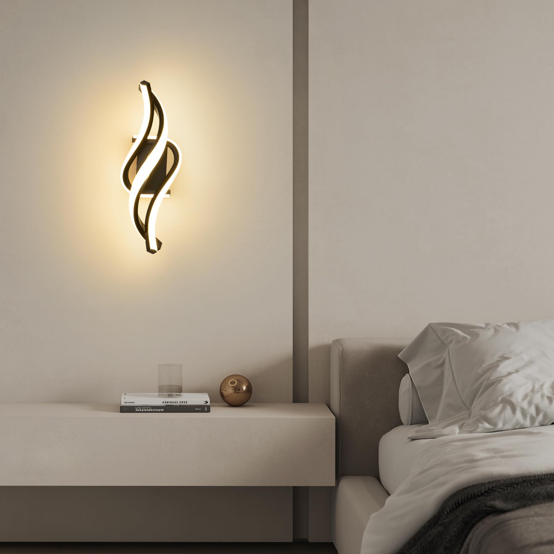 Curved Led Wall Lighting LED Wall Light Modern, 16 W Creative Spiral