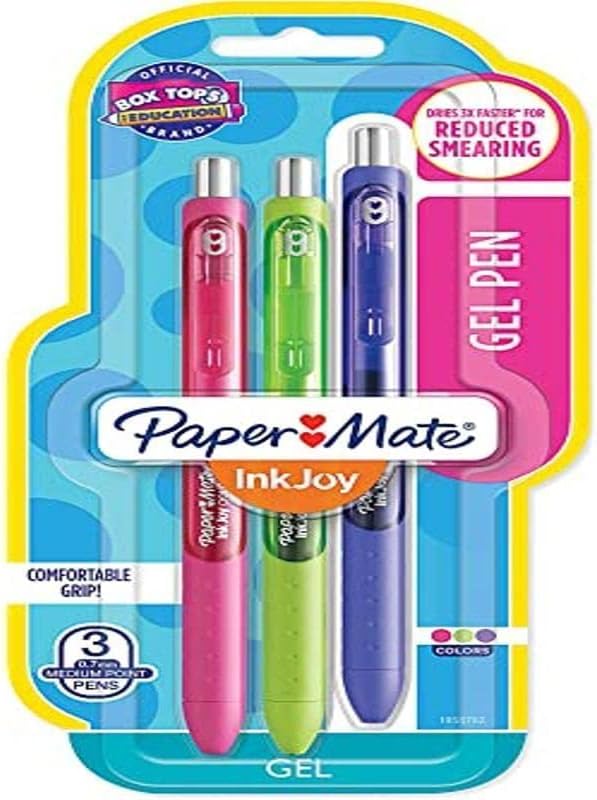 Amazon.com: Paper Mate Inkjoy Gel Pen, 0.7mm, 3/Pkg., Assorted : Office ...