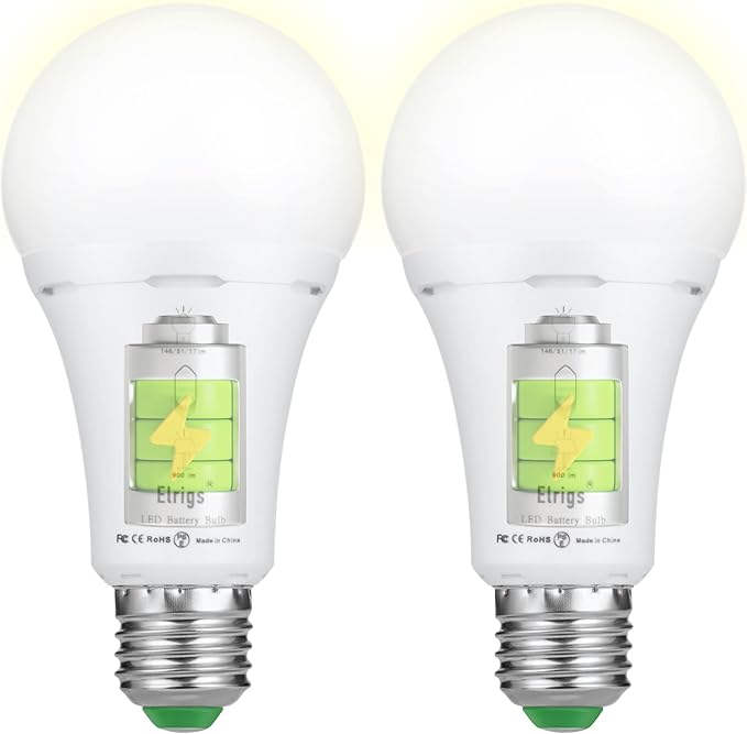 Elrigs LED Bulb Rechargeable, Bulb with Battery, Charging with E27 ...