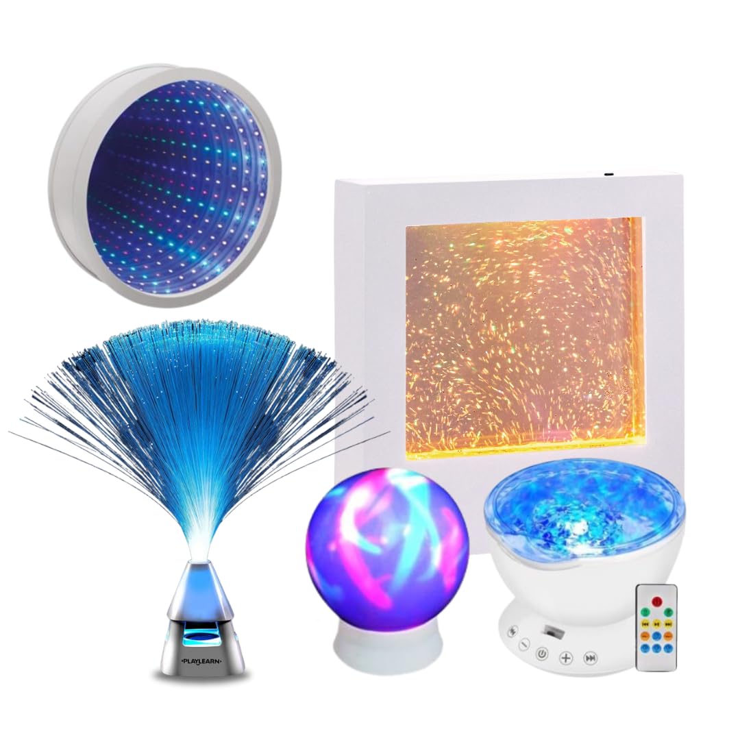 Playlearn Sensory Light 22cm Colour Changing Glitter Filled Square LED ...
