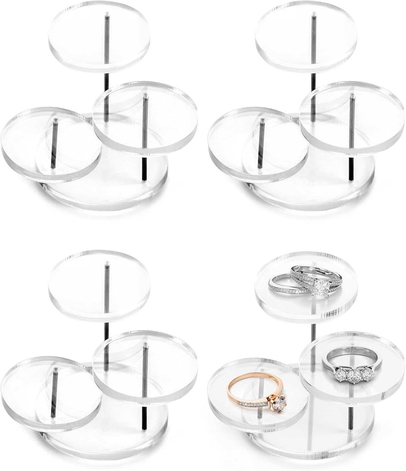 Amazon.com: QWORK Round Acrylic Products Display Riser Stands, 3 Tier ...