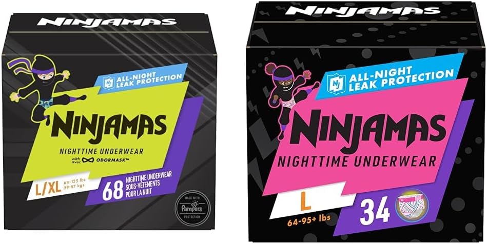 Pampers Ninjamas Nighttime Bedwetting Underwear Boys Size L & Ninjamas ...
