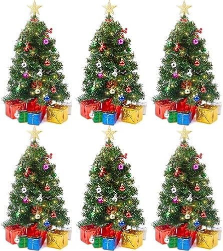 Amazon.com: Leyndo 6 Pack 24" Table Top Mini Christmas Tree Set ...