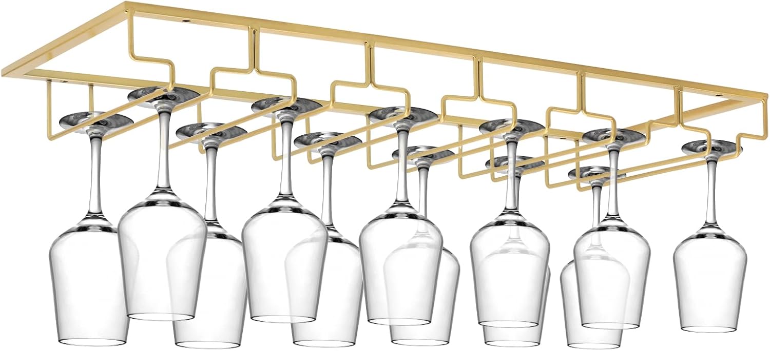 Amazon.com: Xverycan Wine Glass Rack Under Cabinet, 6 Row Extreme Large ...