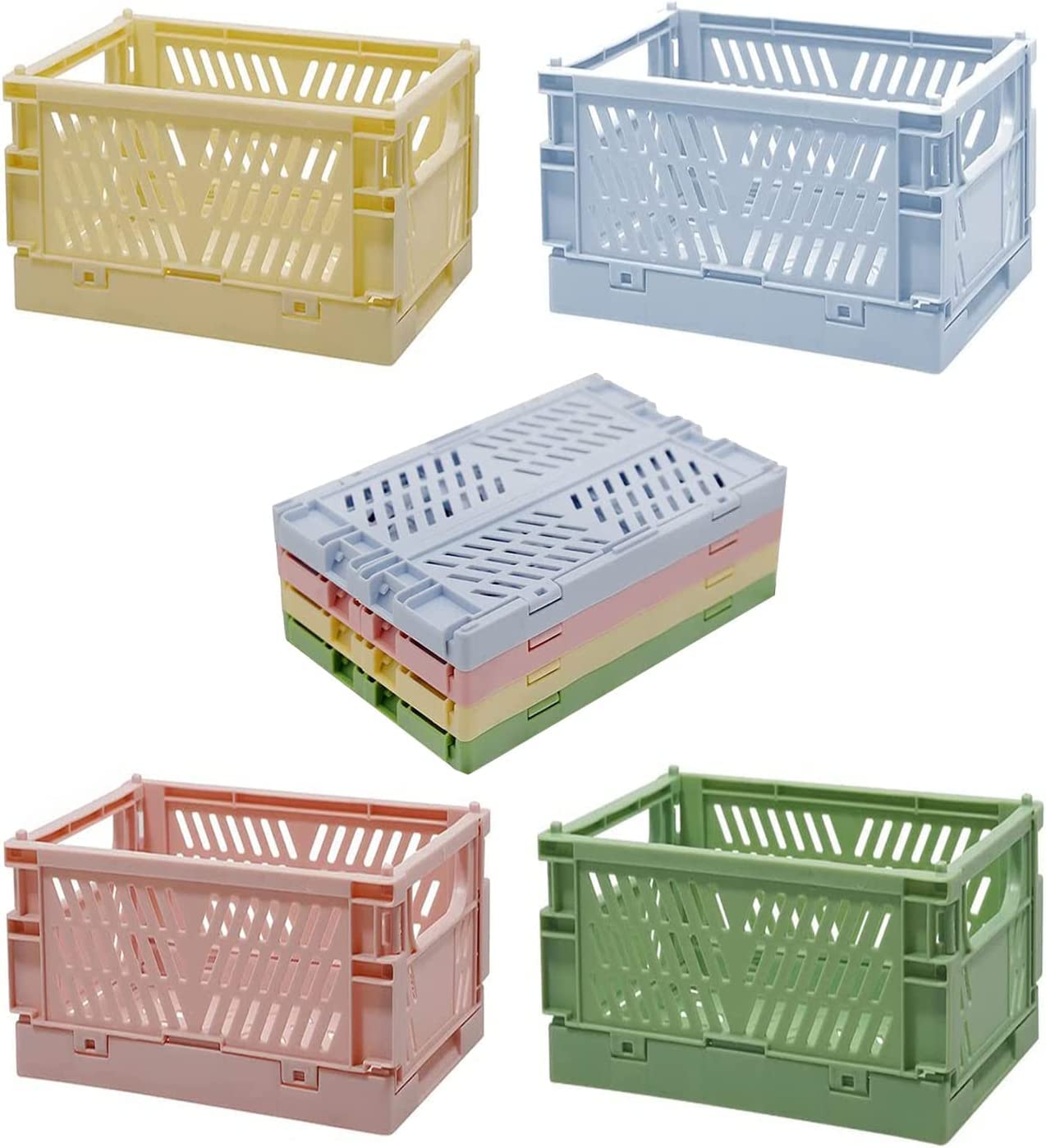 Plastic Folding Baskets Small Plastic Folding Baskets for Desk,4Pcs ...