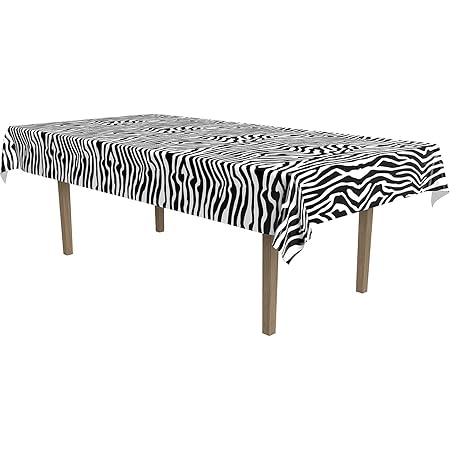 Amazon.com: Beistle Plastic Disposable Rectangular Zebra Print Table ...