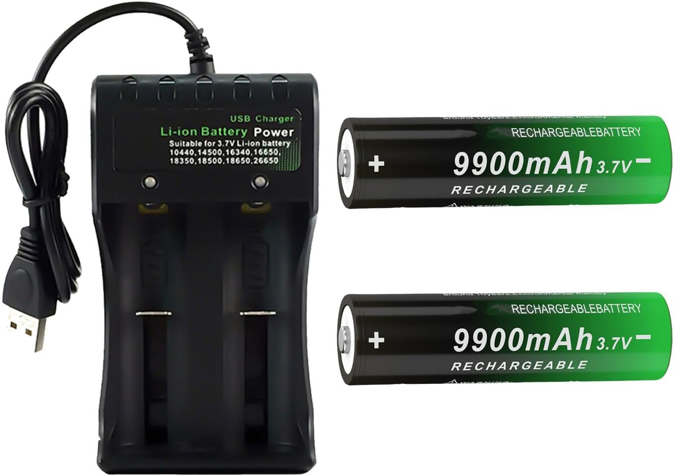 Amazon.com: Button Top 2Pcs 3.7V Rechargeable Battery with 18650 ...