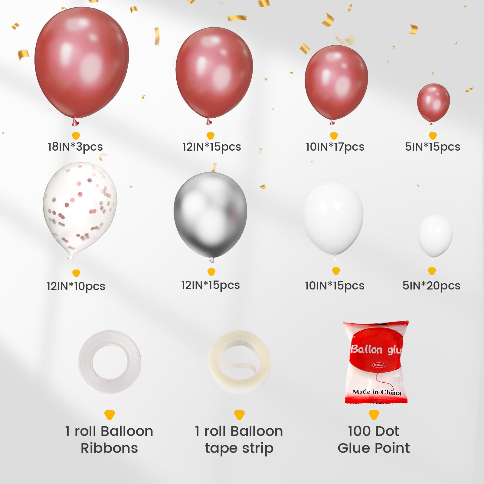 Snapklik.com : 110 Pack Maroon Balloons Garland Arch Kit, 12/10/5 ...