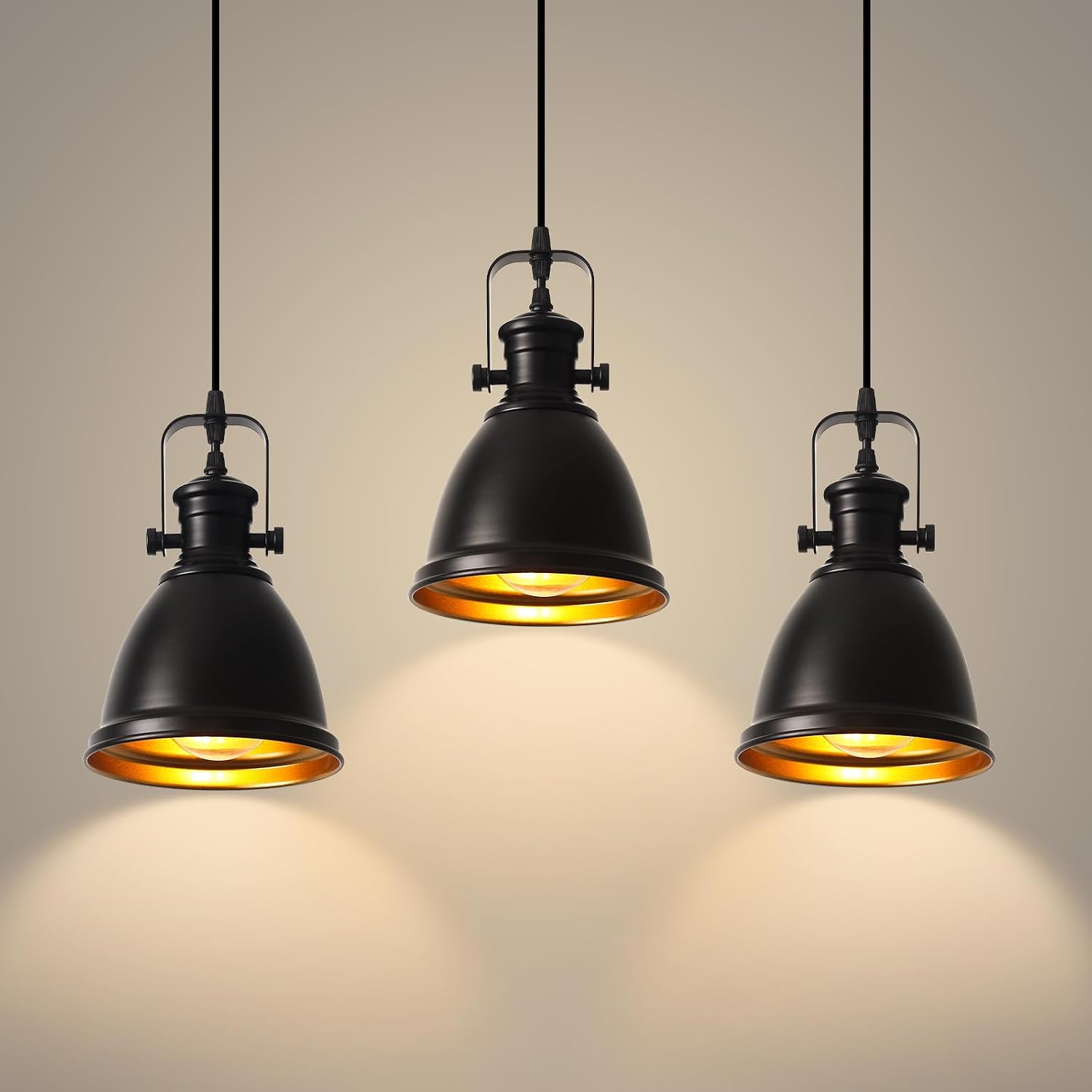 COTTMIC Black Pendant Lights Kitchen Island, Farmhouse Pendant Light, 6 ...