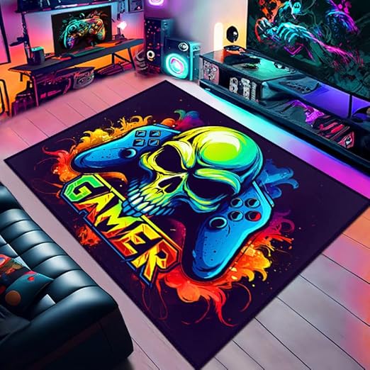 Amazon.com: ERWAAD Gaming Rug with Colorful Game Controller Design for ...