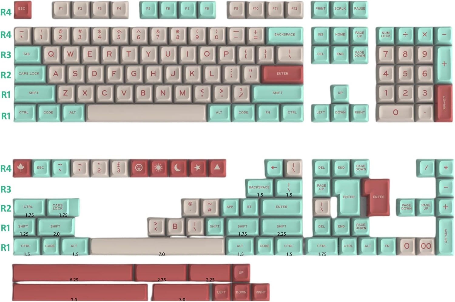 Amazon.com: 172 SA Profile Keycaps for Mechanical Gaming Keyboards ...