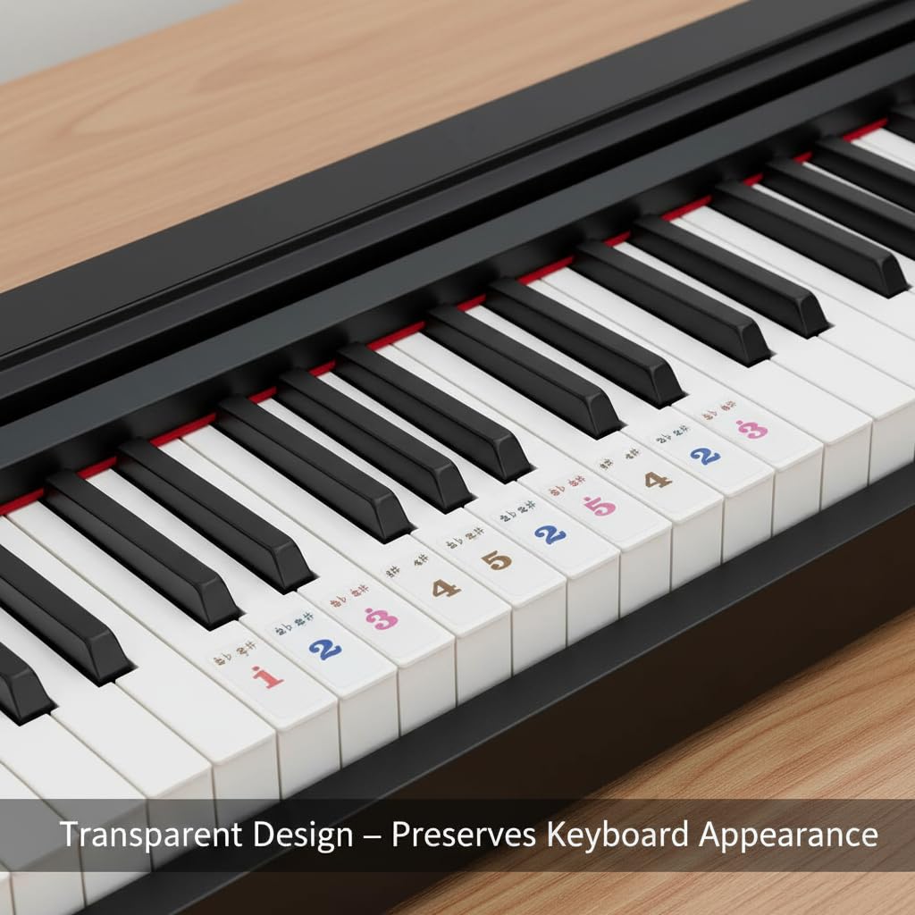 Snapklik.com : Piano Keyboard Stickers For 61 Keys Transparent Colorful ...