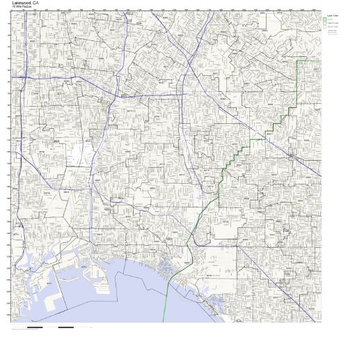 Lakewood, CA ZIP Code Map Not Laminated: Amazon.com: Office Products
