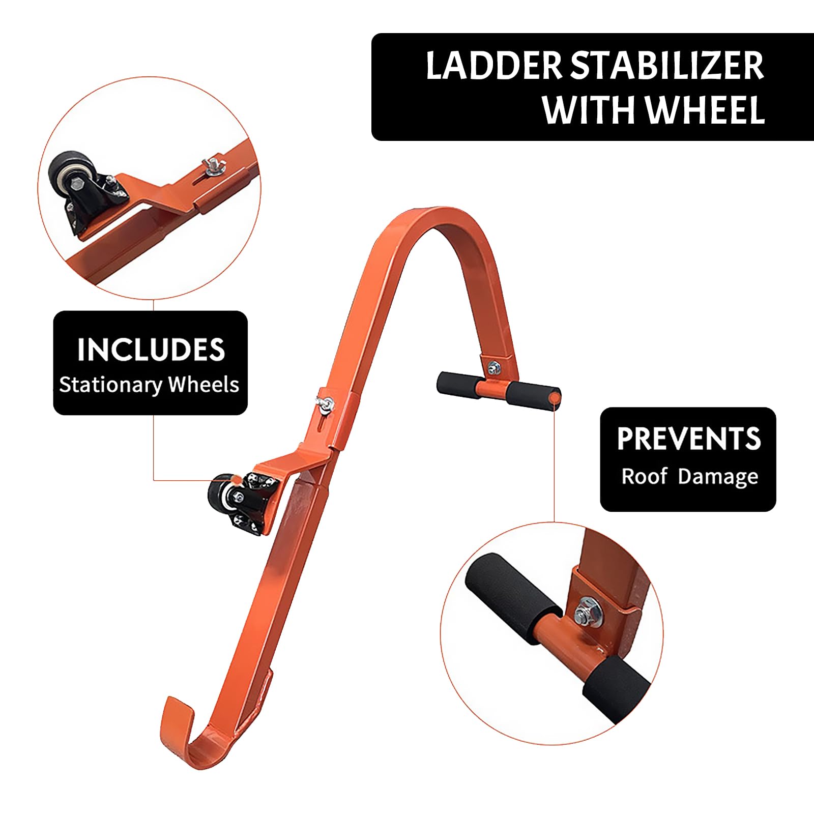Ladder Stand Off Bracket, 2Pcs Ladder Stabilizer with Wheel, Upgraded ...