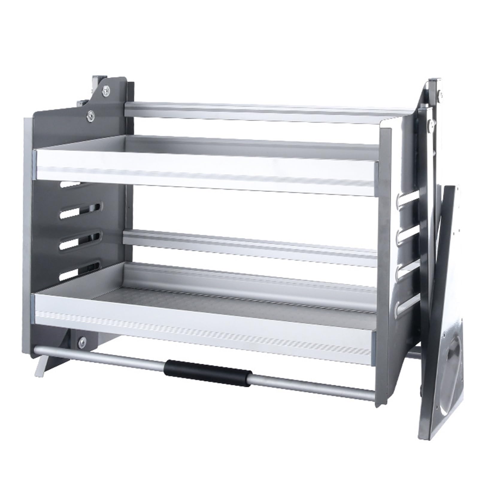 2 Tier High Cabinet Pull Down Shelf, Aluminum Drop Down Shelving System ...
