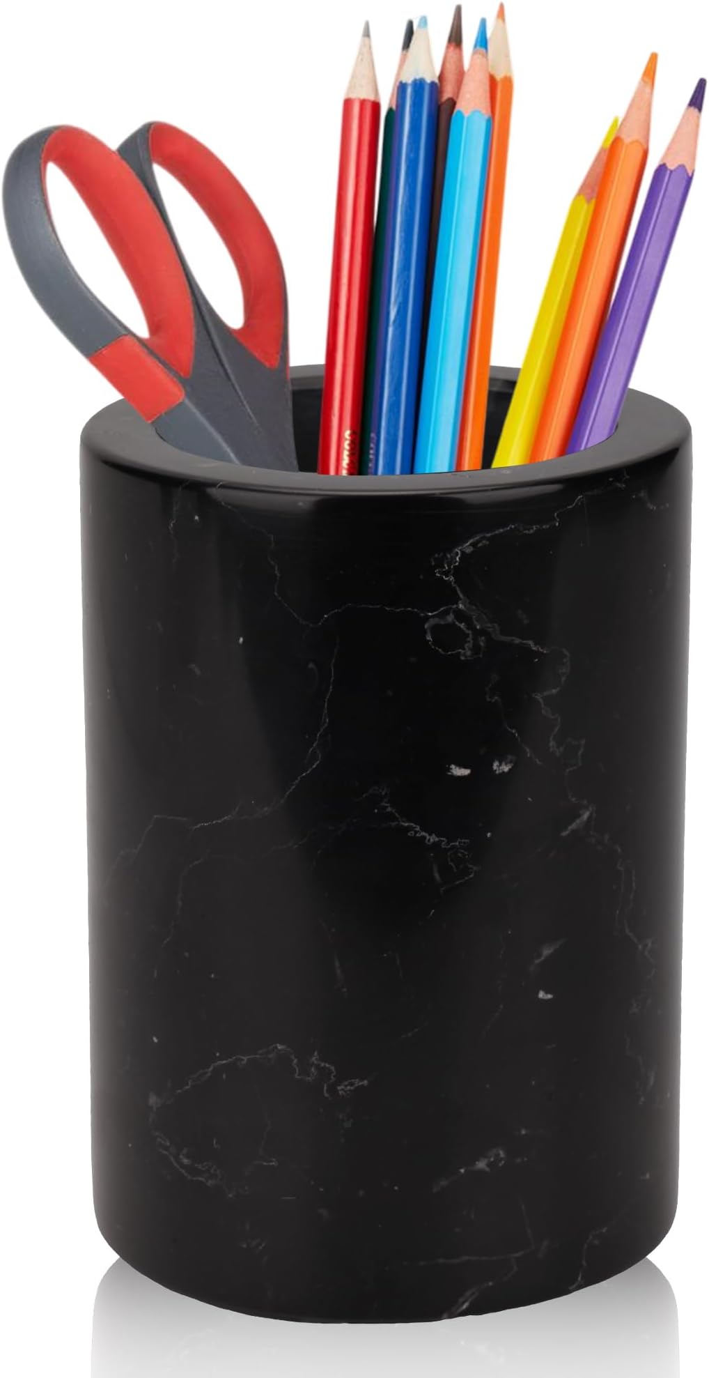 Amazon.com: Mie Creations Black Marble Pen Holder Pencil Cup for Desk ...