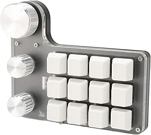 Amazon.co.jp: Mini Mechanical Keypad, Blue Switch Macro Keypad 12 Keys 3 Knobs Programmable for ...