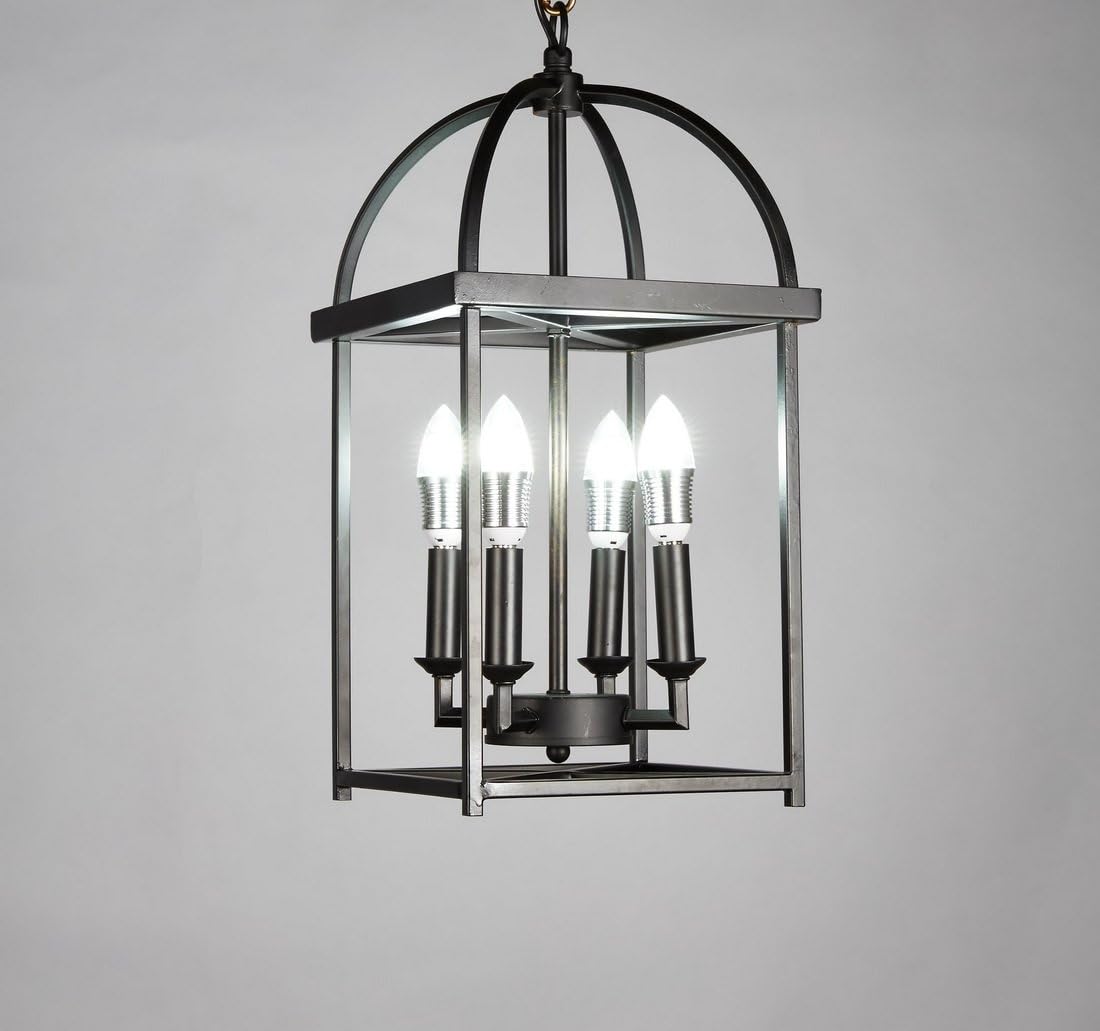 New Legend Lighting Antique Black Finish 4-Light Hanging Lantern Iron ...