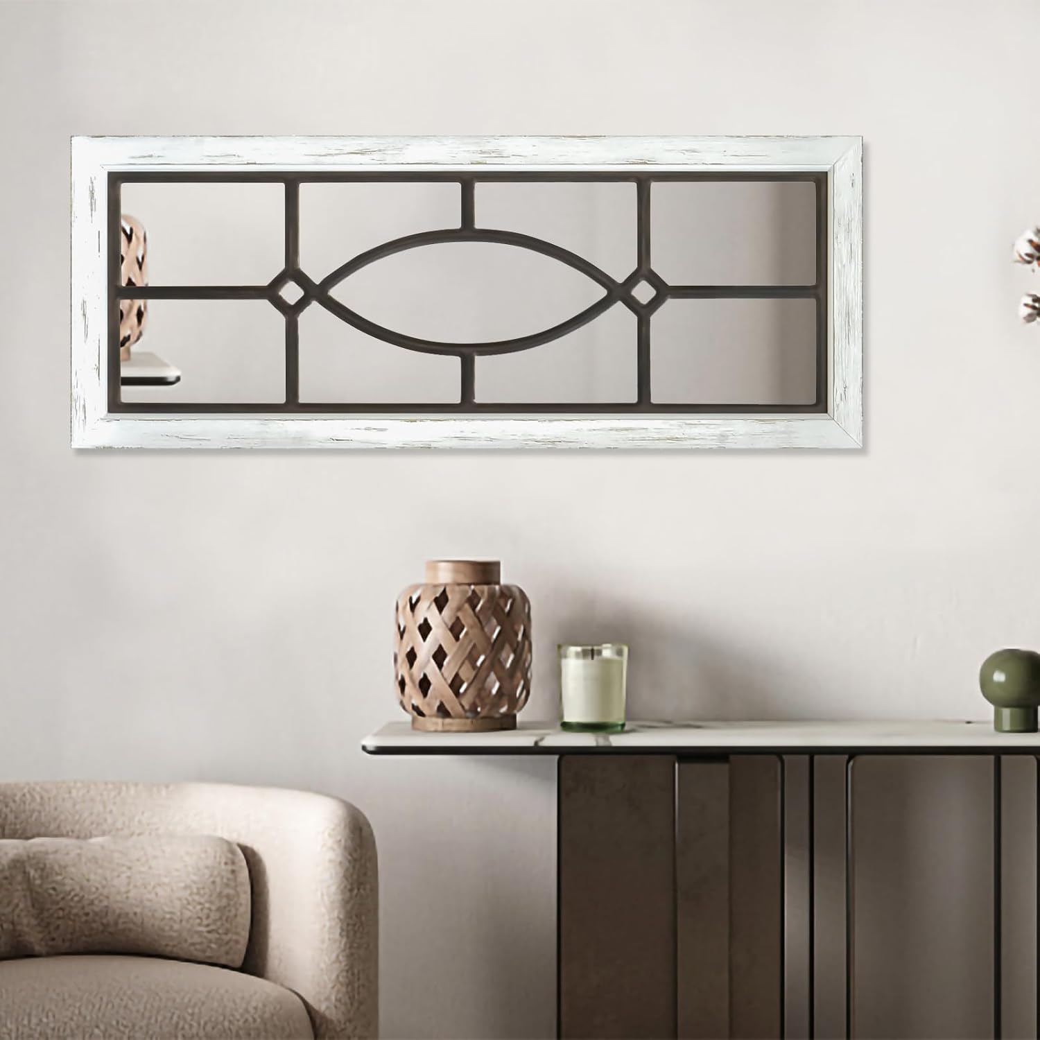 Amazon.com: TOOLTENG 33x13 Farmhouse Mirror for Wall Decor, Decorative ...