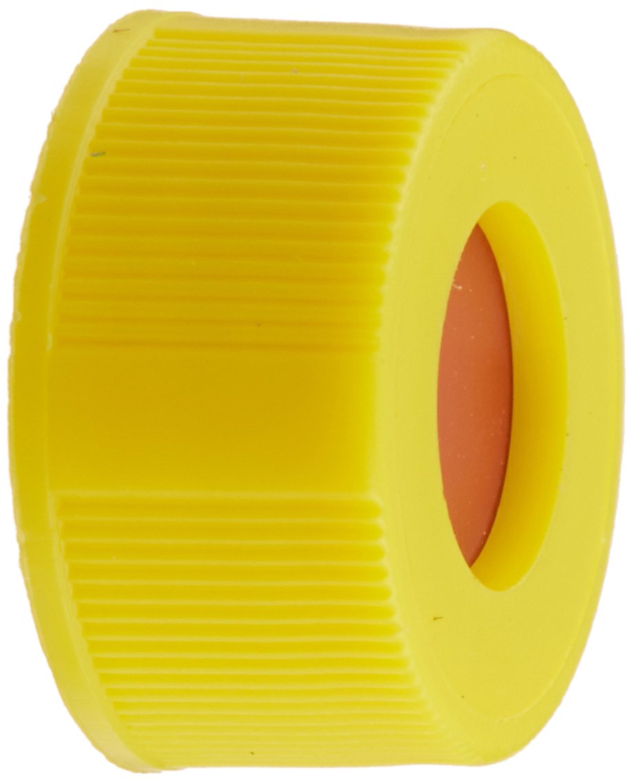 JG Finneran R.A.M. 5394-09FY Preassembled Screw Threaded Ribbed Cap and PTFE/Butyl Rubber Septa ...