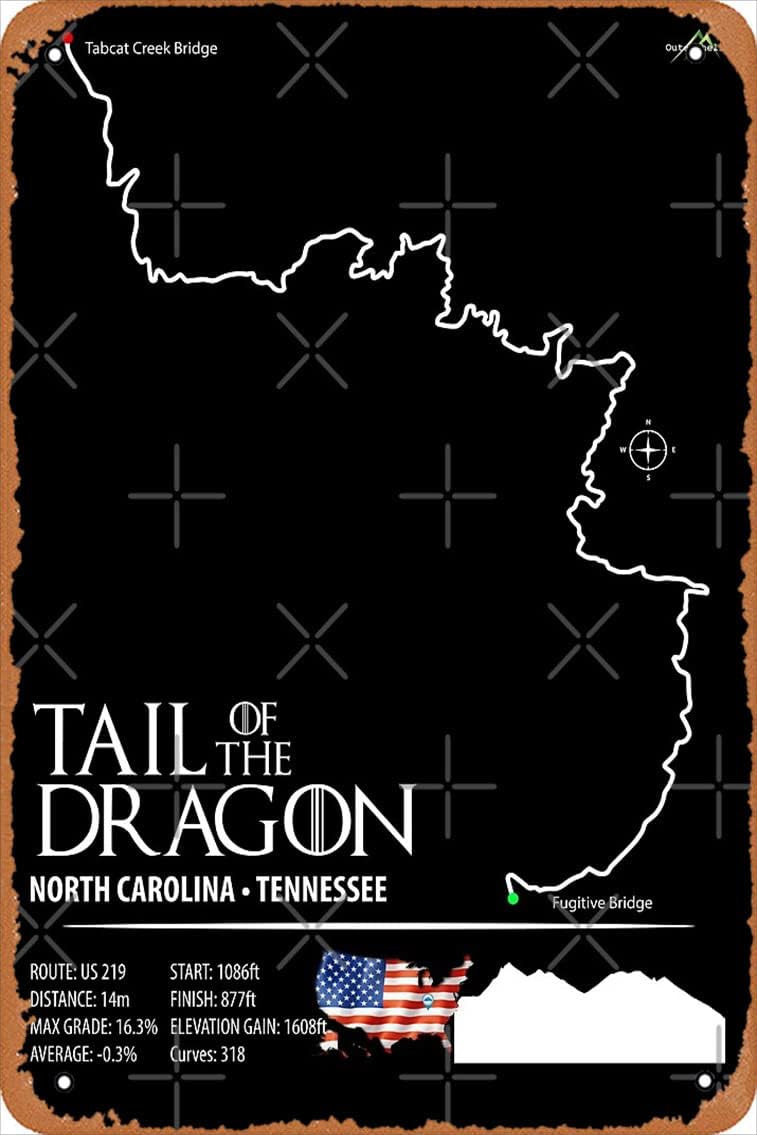 Amazon.com: Yzixulet Tail of the Dragon Road US 129 Motorcycle Sports ...