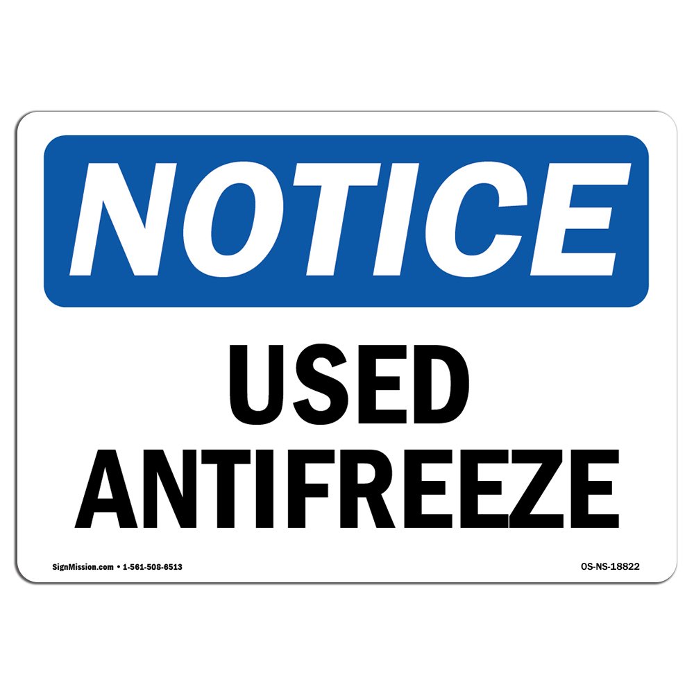 Amazon.com: OSHA Notice Sign - Used Antifreeze | Vinyl Label Decal ...