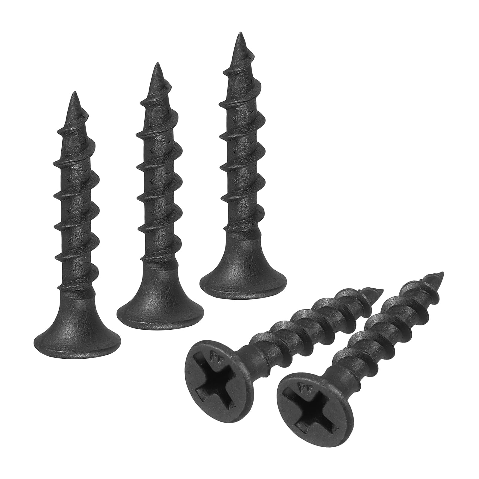 uxcell #7x1 Drywall Screws, 100pcs Coarse Thread Wood Screws, Carbon ...