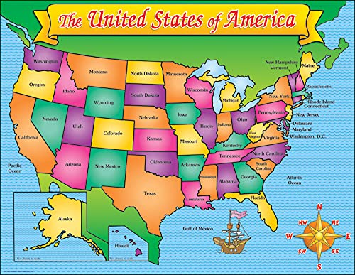 Scholastic TF2140 USA Map Chart - 17x 22-Inches - Want It All