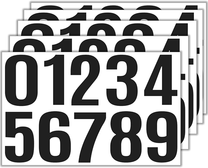 Amazon.com: 5 Sheets Mailbox Number stickers 4 Inch Waterproof Vinyl ...