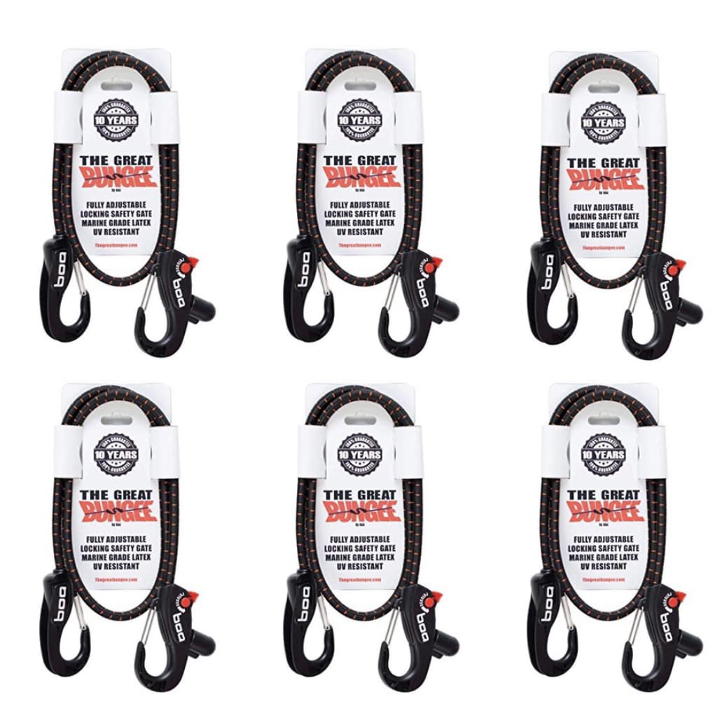 6 Adjustable Bungee Cords with Hooks - Super Strong - Locking Safety ...