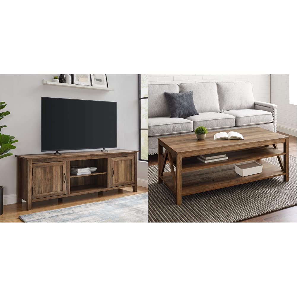 Walker Edison Ashbury Coastal Style Grooved Door TV Stand for TVs up to ...