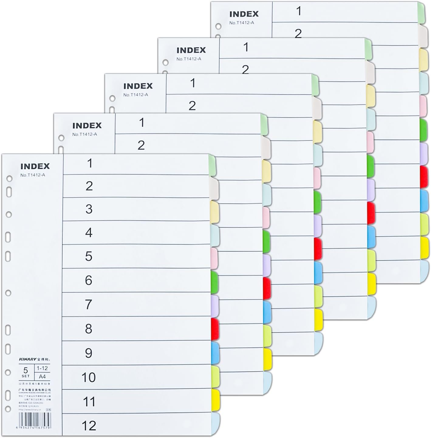 DocFeedz [05 Packs] Plastic File Dividers 10 Part A4 with Index Paper ...