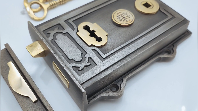 Set Black Powder Coated Iron Rim Lock Set - Vintage Style, For Doors ...