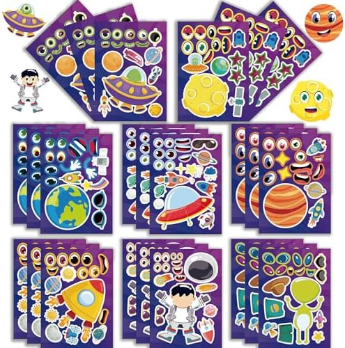 Amazon.com: 24 Sheets Space Stickers for Kids Make Your Own Planet ...