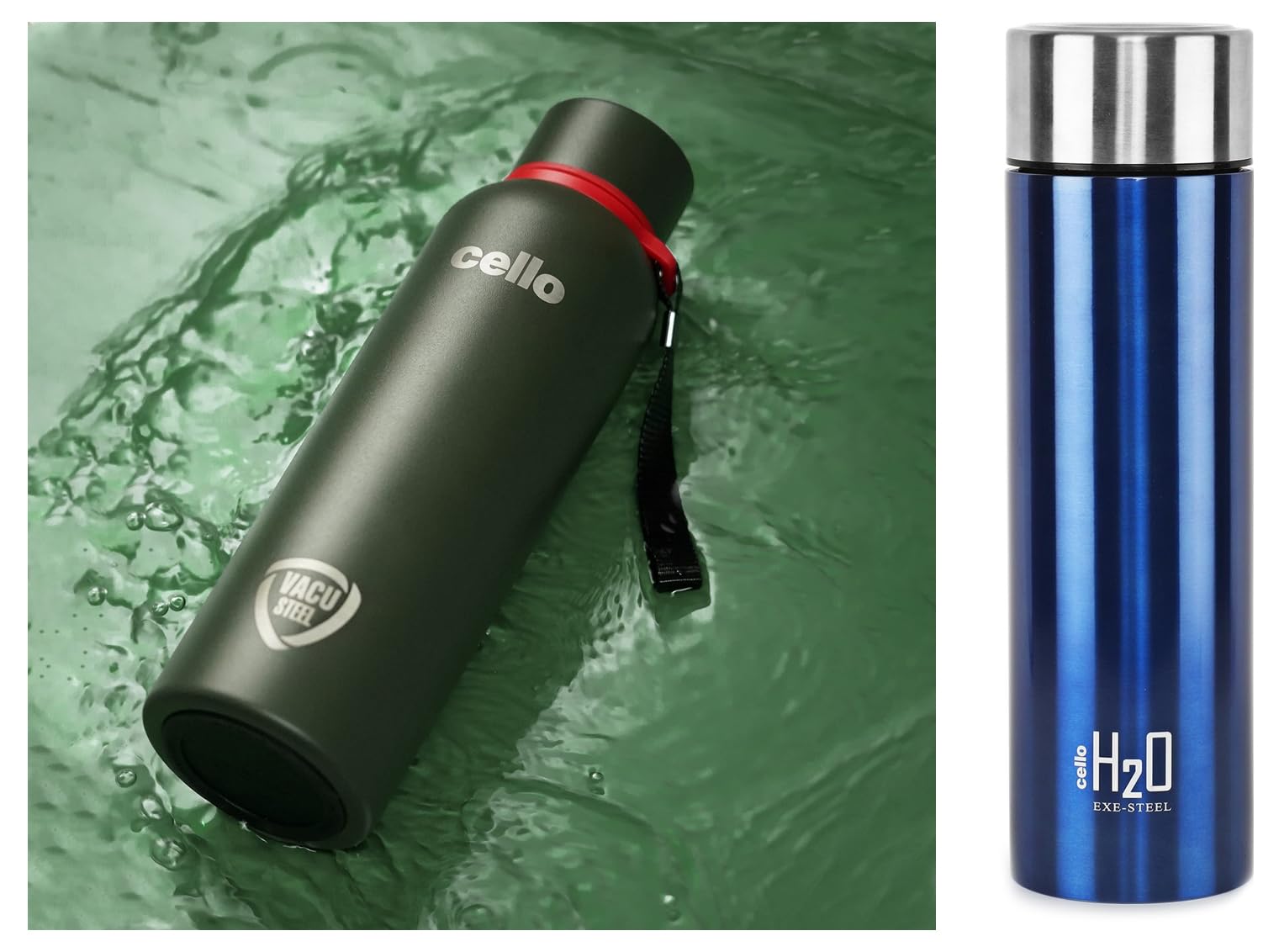 Cello Duro Tuff Steel Series Kent Flask | 900 ml, Military Green ...