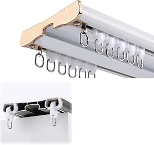 Amazon.com: Double Row Ceiling Curtain Track Ceiling Mounted 20ft Silent Curtain Track Heavy ...