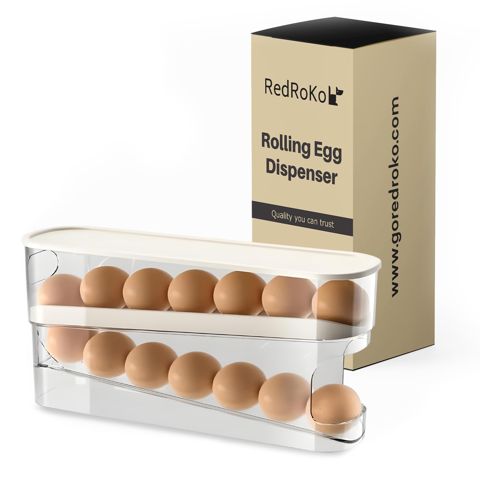 Amazon.com: RedRoko 2-Tier Rolling Egg Dispenser - Clear Egg Holder ...
