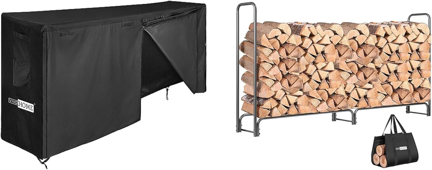 Amazon.com : VIVOHOME 8ft Waterproof Log Rack Cover, Heavy Duty 600D ...