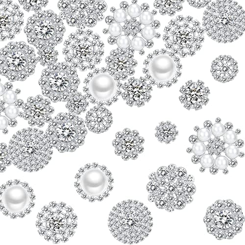 Amazon.com: Mililanyo 80 Pieces Flower Rhinestone Buttons Faux Pearl ...