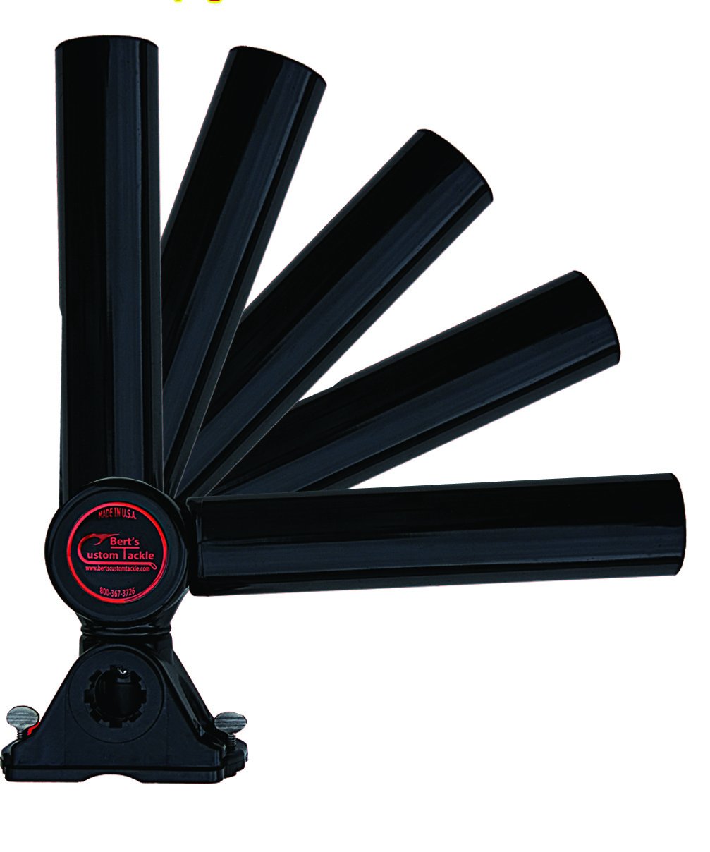 Bert's Custom Tackle Rod Holder New Adjustable Ratchet, Black Lexan Plastic