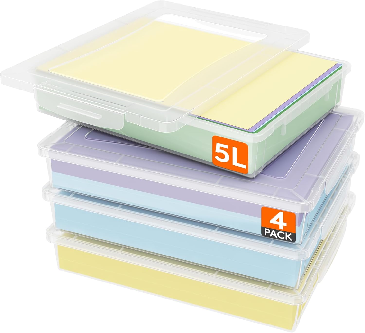 Lifewit Lot de 4 Boite de Rangement A4 avec Couvercle, Boite Rangement ...