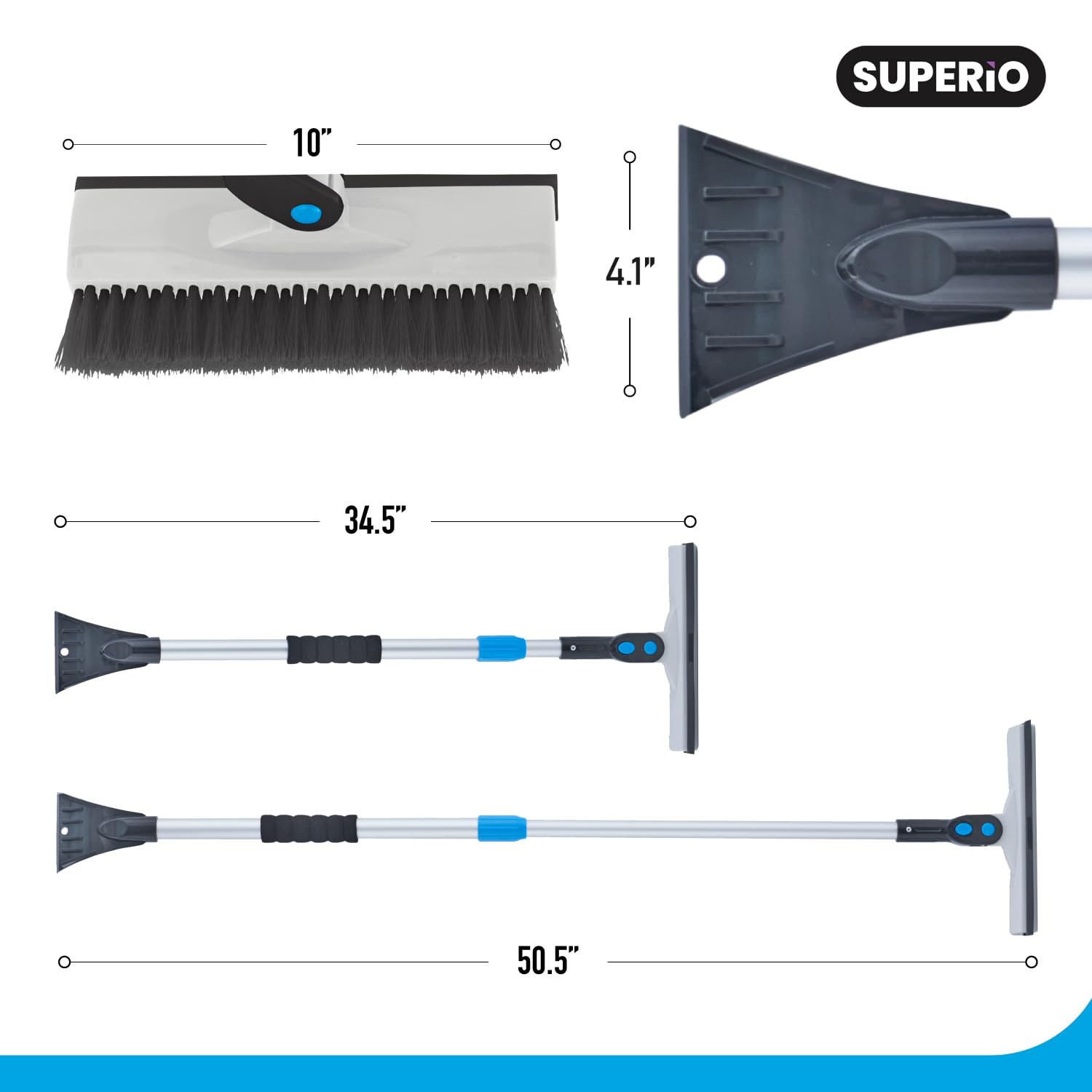 Telescoping Car Snow Brush Superio Snow Scraper & Brush - Extendable 36 ...