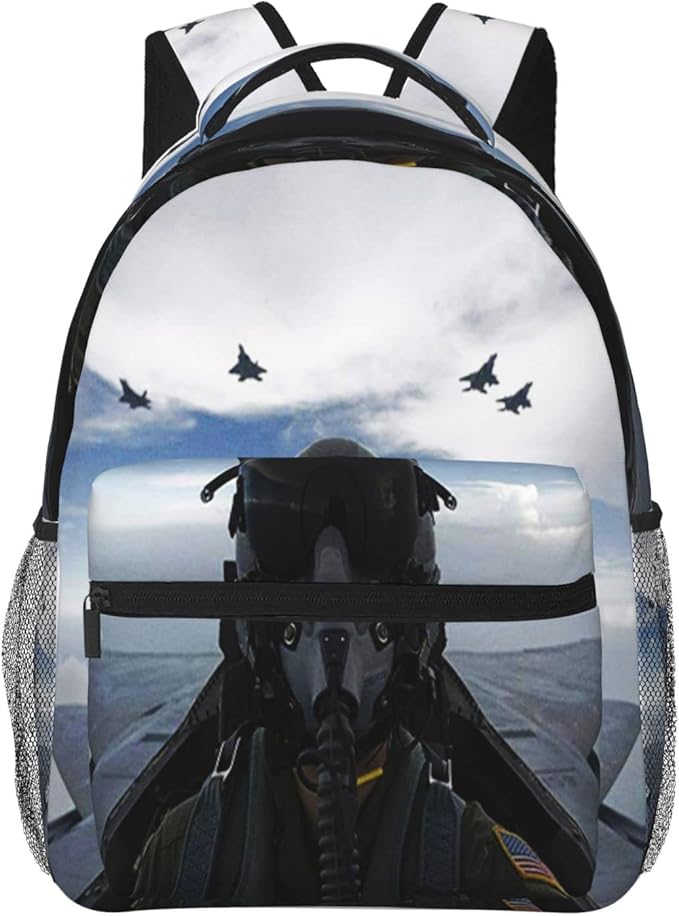 Amazon.com: Backpack Fighter Pilot Plane Travel Laptop Backpacks ...