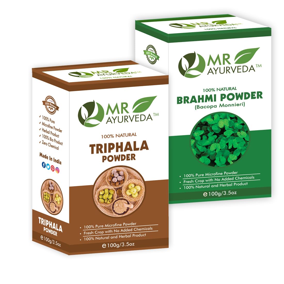 MR Ayurveda 100% Herbal Triphala Powder & Brahmi Powder - Pack of 2 ...