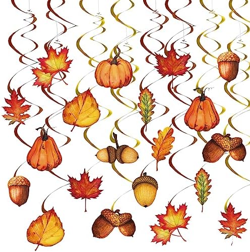 Amazon.com: Whaline 32Pcs Fall Hanging Swirl Pumpkin Maple Leaf ...