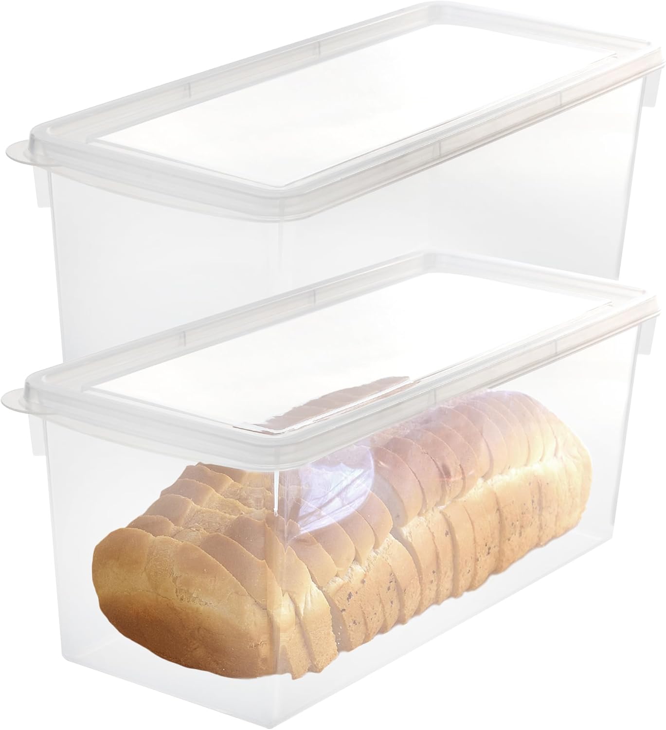 Amazon.com: Youngever 2 Pack Plastic Bread Container, Reusable Bread ...