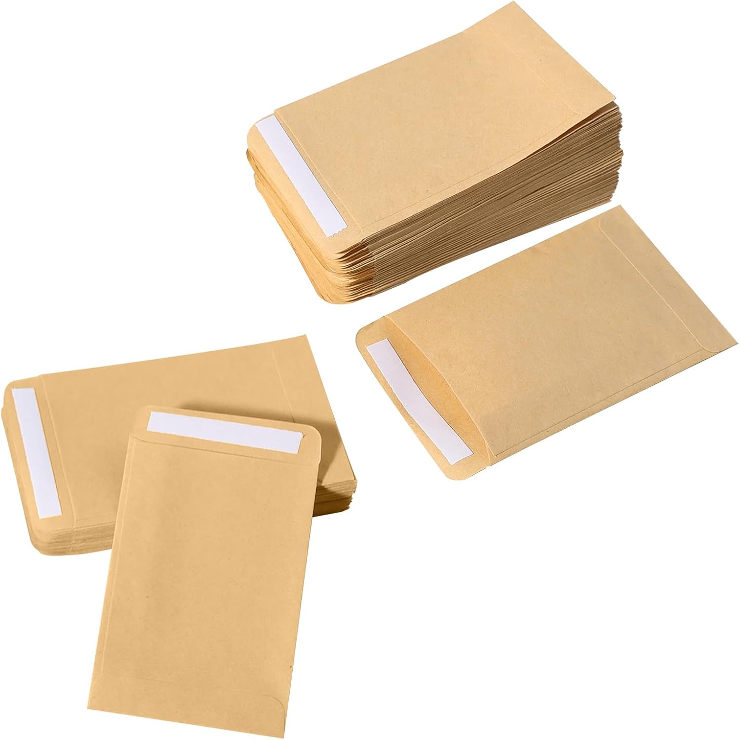HXMJIED 130 Pcs Brown Envelopes - Mini Money & Seed Packets, Adhesive ...