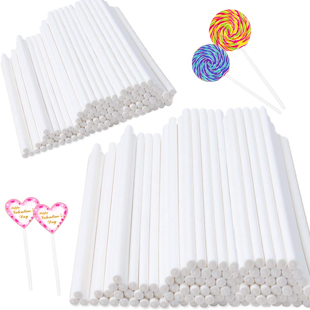 400 Pcs White Lollipop Sticks,6 Inch Cake Pop Sticks,Paper Treat Sticks ...