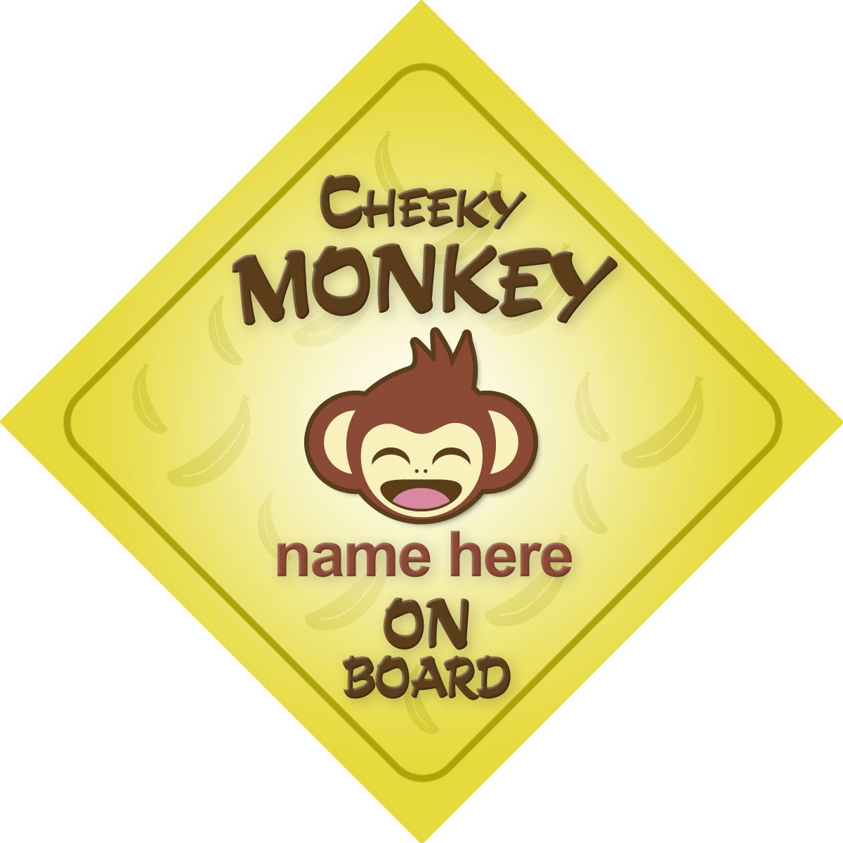 Amazon.com: Cheeky Monkey On Board Personalised Car Sign New Baby/Child ...
